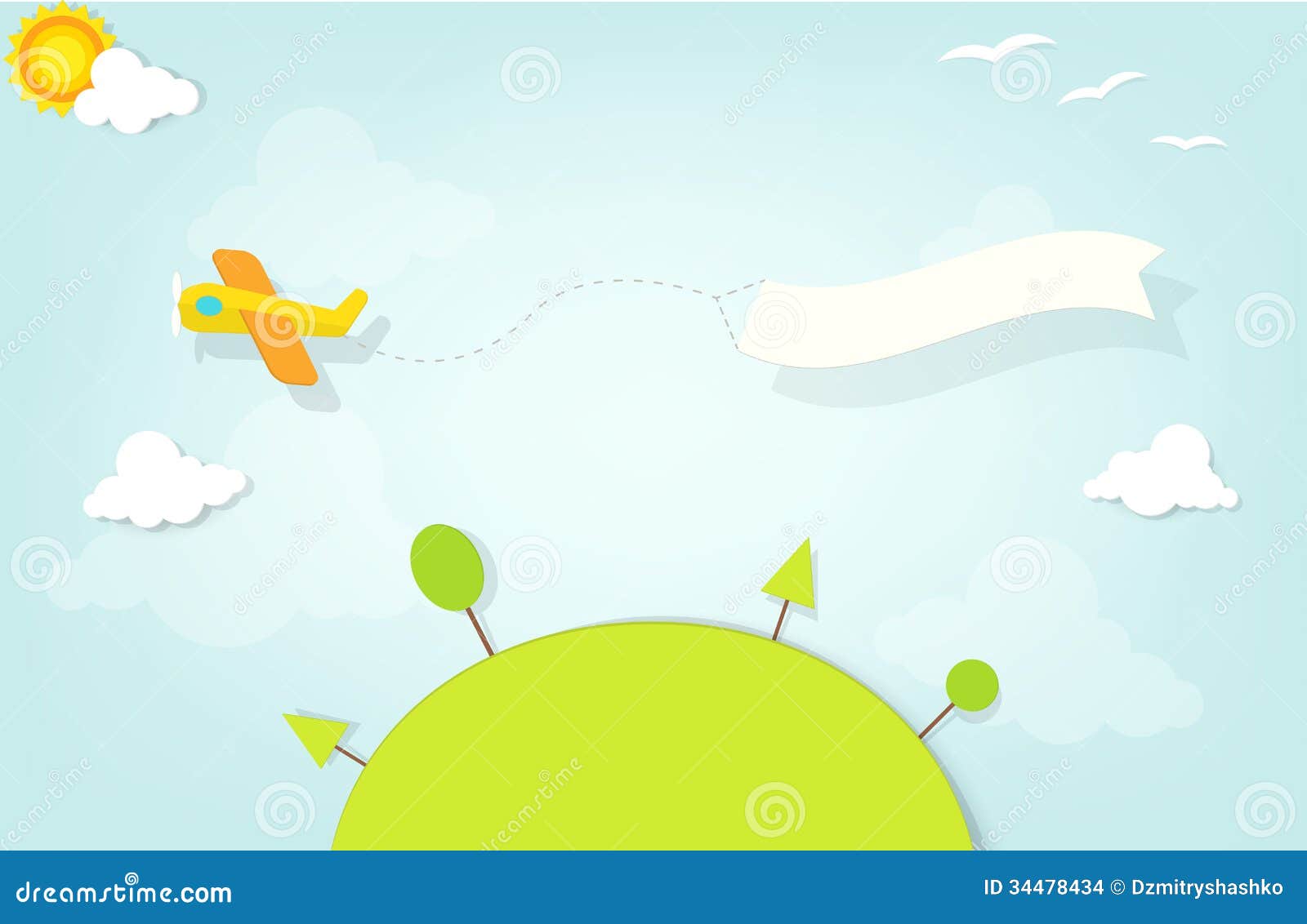 Airplane with an Advertising Banner Stock Vector - Illustration of ...