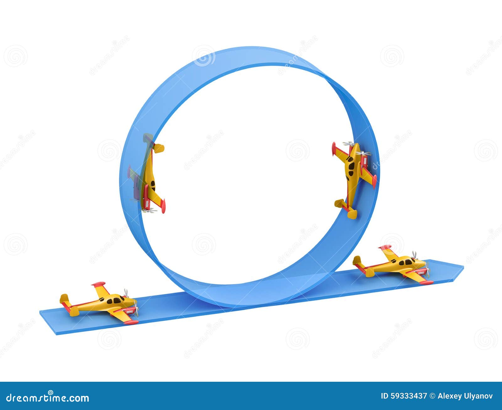 Illustration of Aerobatics Loop with Yellow Airplane Model Over Blue ...