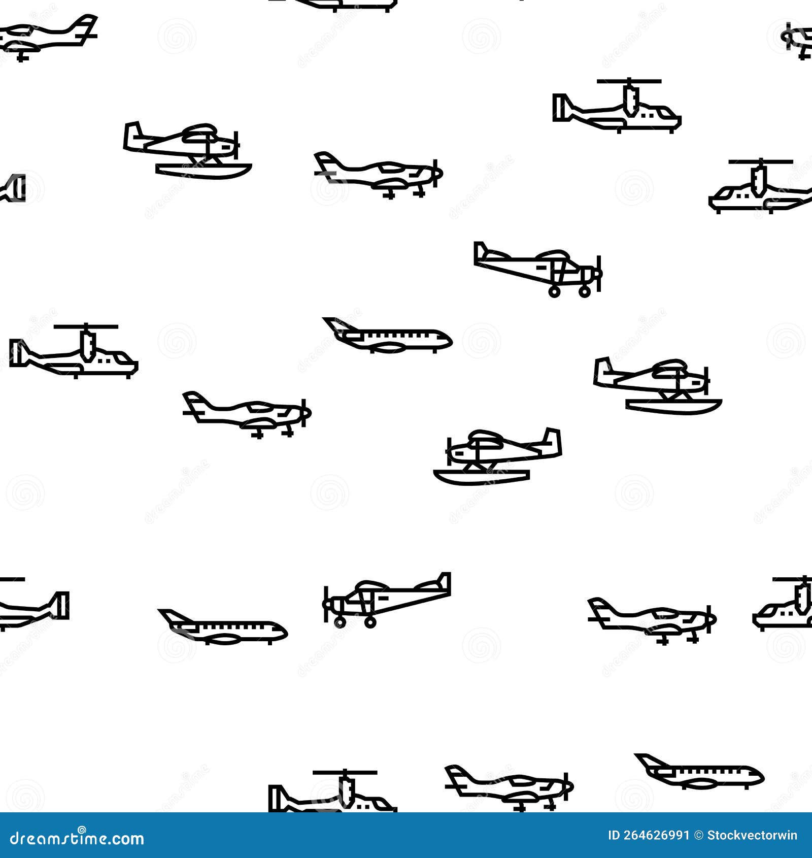 Airplane Aircraft Plane Travel Vector Seamless Pattern Stock ...