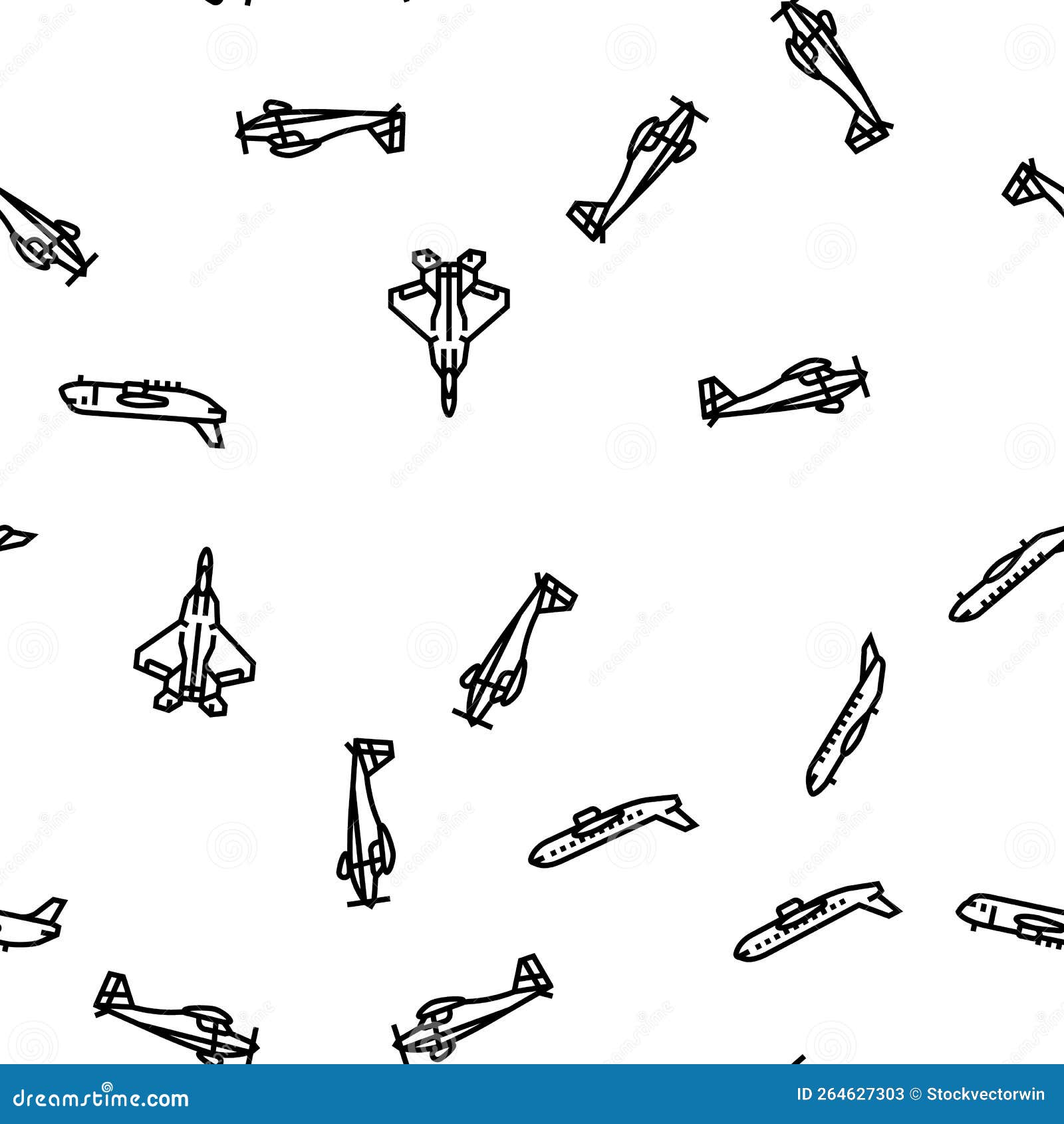 Airplane Aircraft Plane Travel Vector Seamless Pattern Stock Vector ...