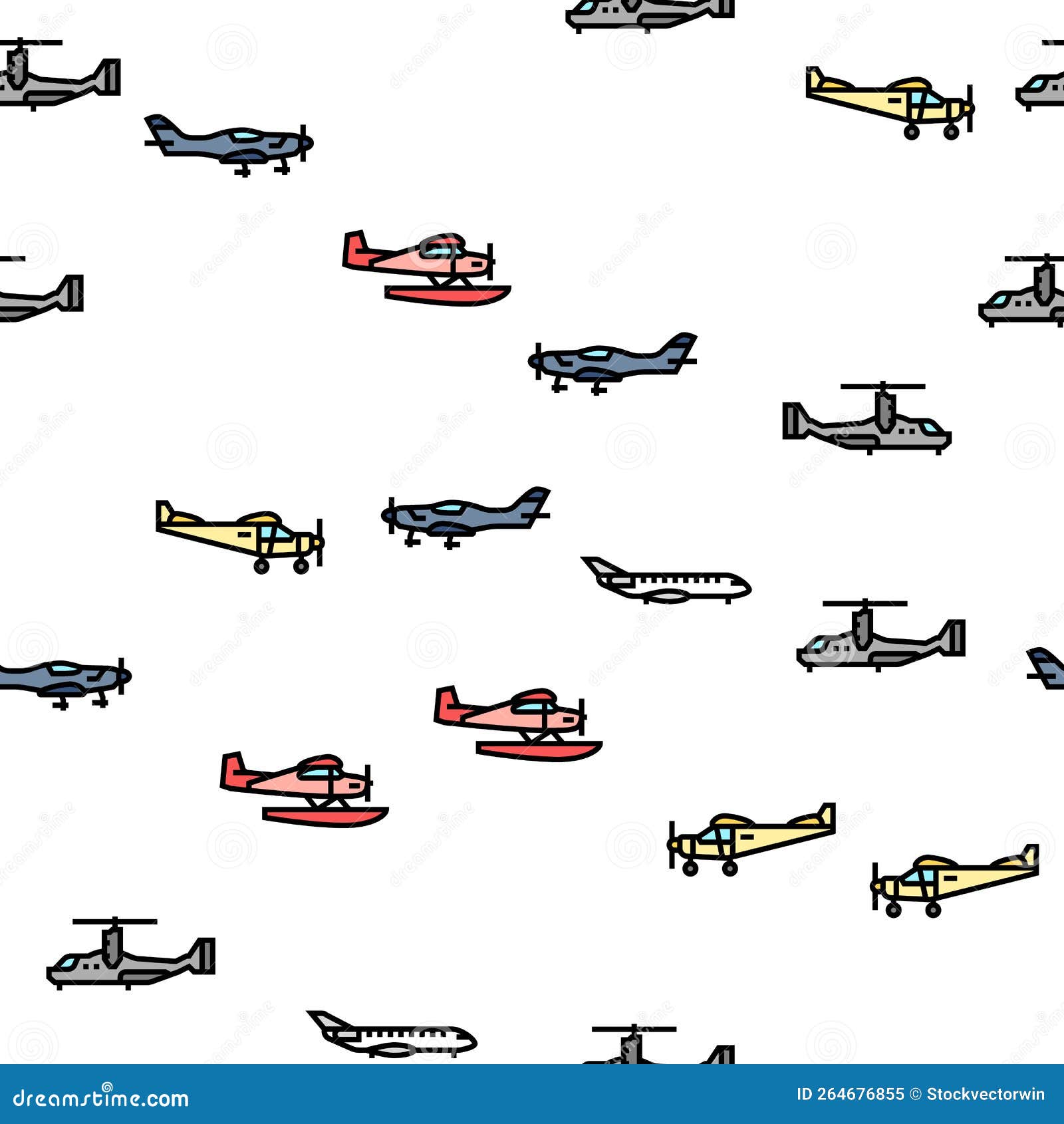 Airplane Aircraft Plane Travel Vector Seamless Pattern Stock ...
