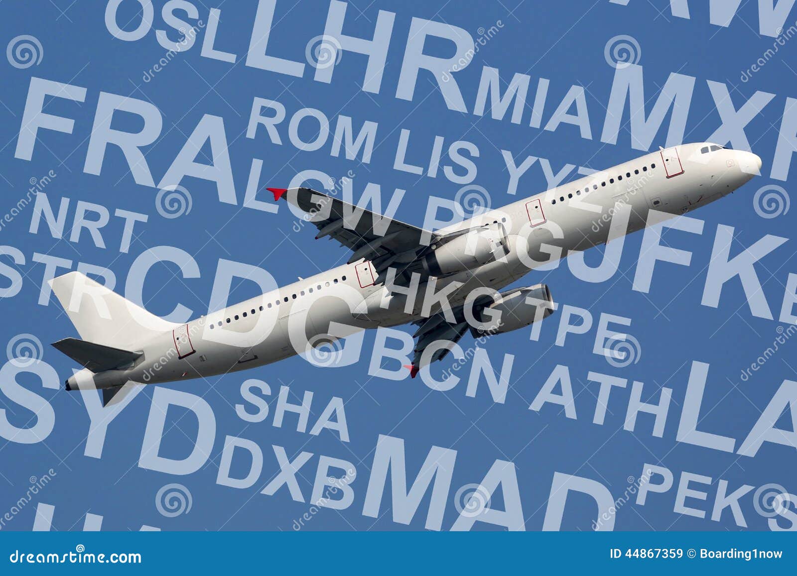 Airplane or Aircraft Taking Off with Airport Codes Stock Image - Image ...