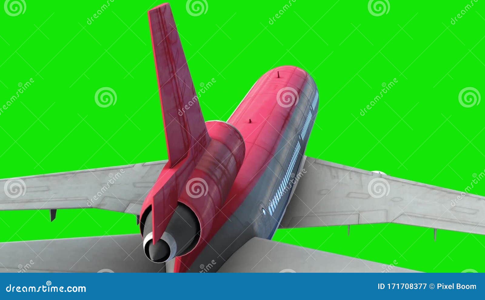 Airplane Airliner Sky Clouds Green Screen Back 3D Rendering Animation ...