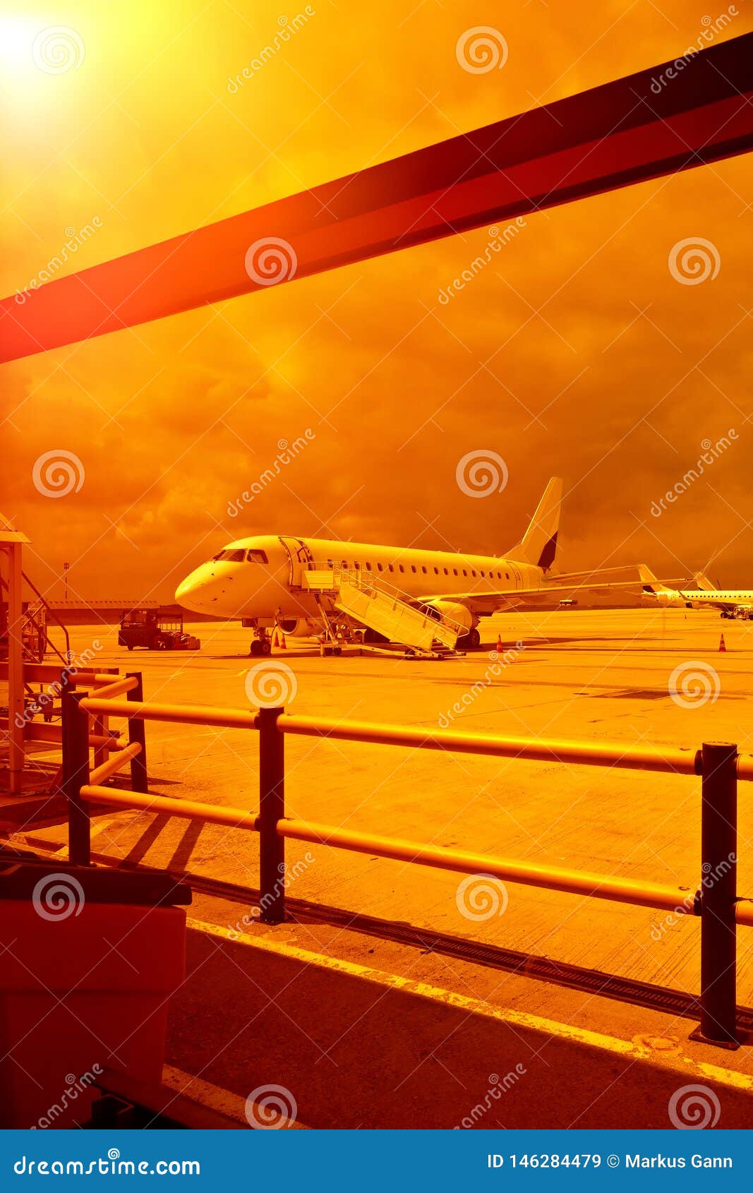 Airplane at an Airport in the Heat Stock Image - Image of heat ...