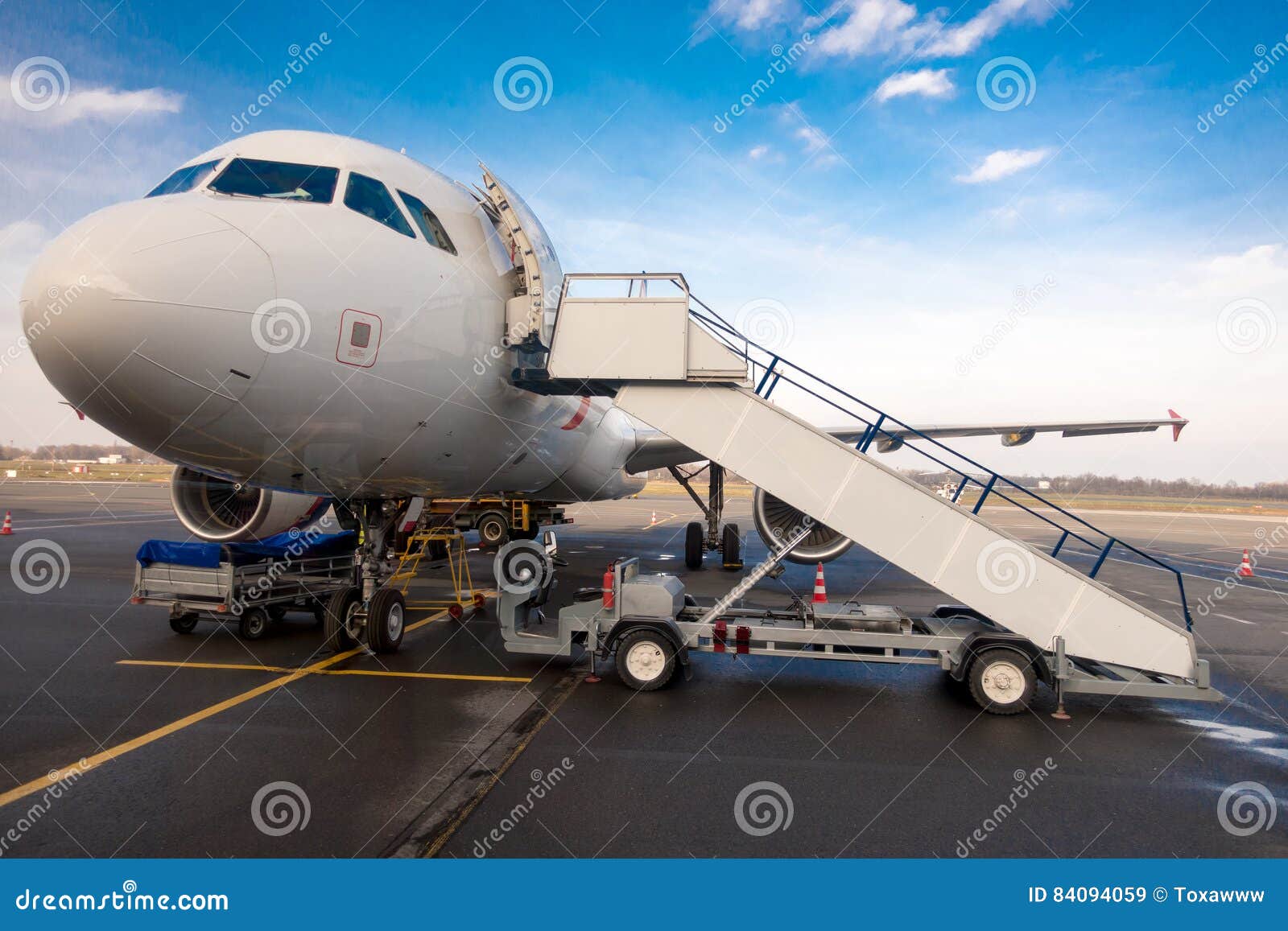 Airplane at the airport stock image. Image of aircraft - 84094059