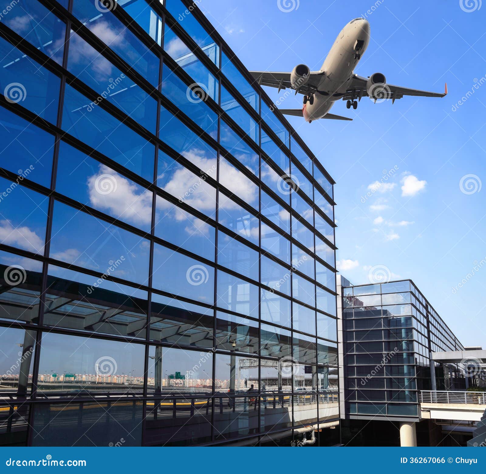 Airplane and Airport Terminal Building Stock Photo - Image of curtain ...