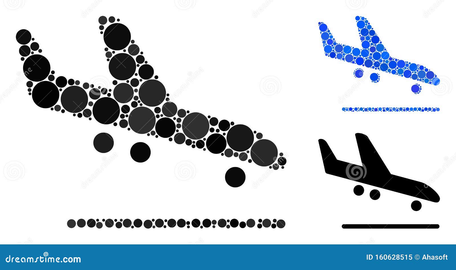 Airplane Arrival Composition Icon of Circle Dots Stock Vector ...