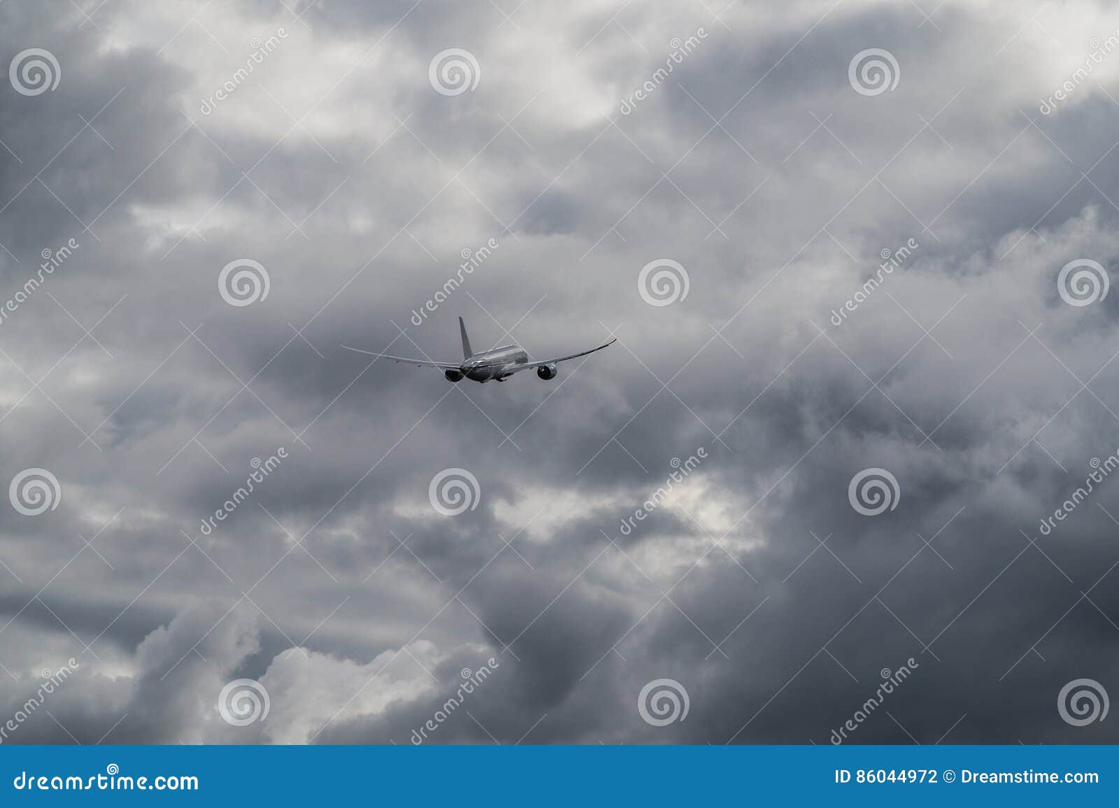 The Airplane is Ascending in the Bad Weather Stock Photo - Image of ...