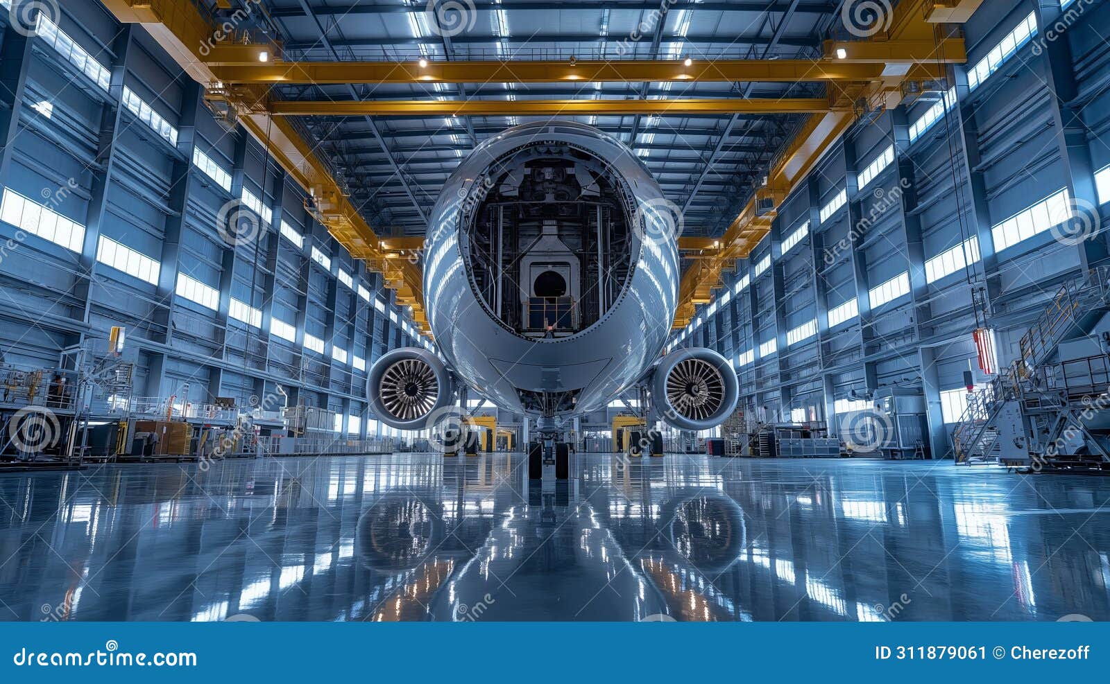 Airplane Assembly in Hangar Stock Image - Image of construction ...