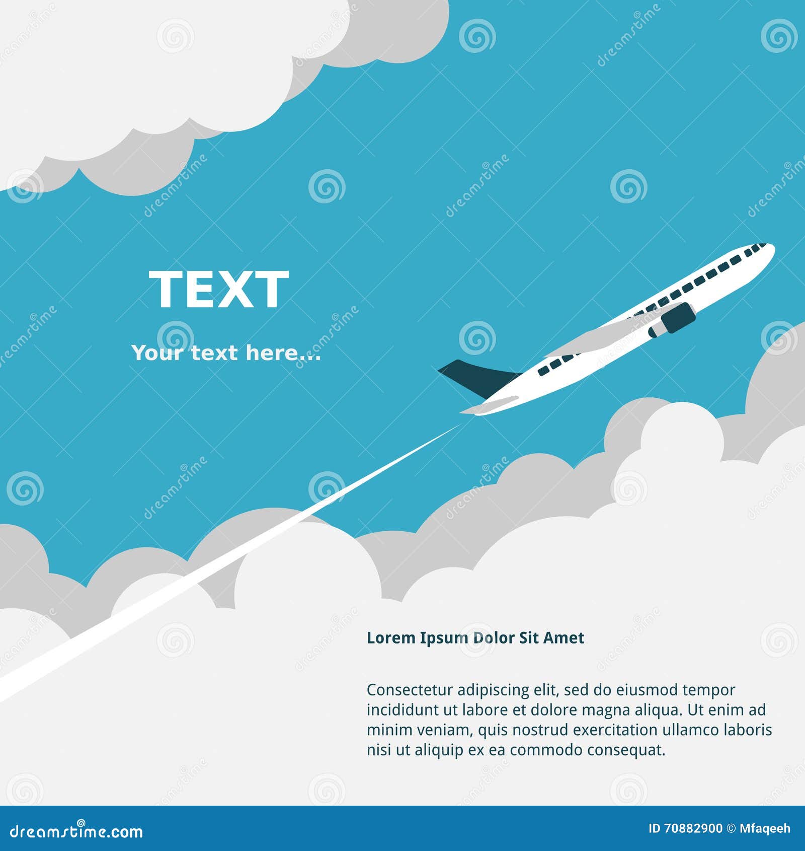 Flying Airplane Text Background Stock Vector - Illustration of travel ...