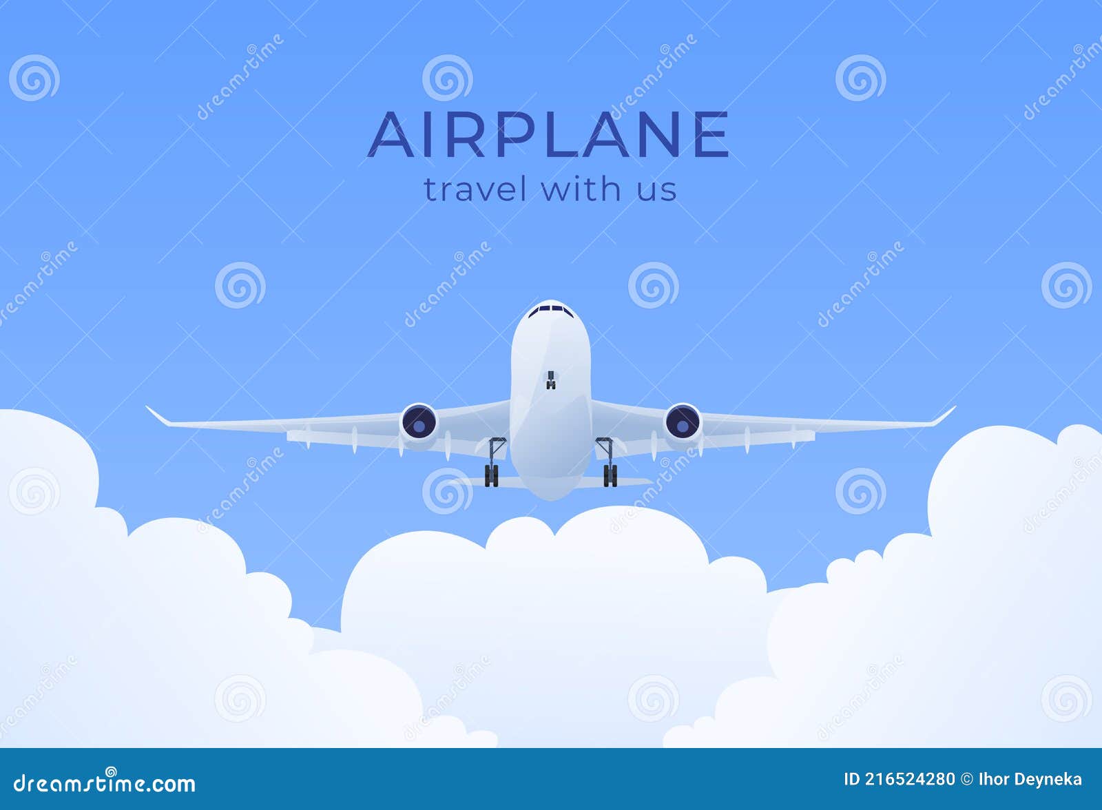Airplane On The Background Of The Sky Vector Illustration ...