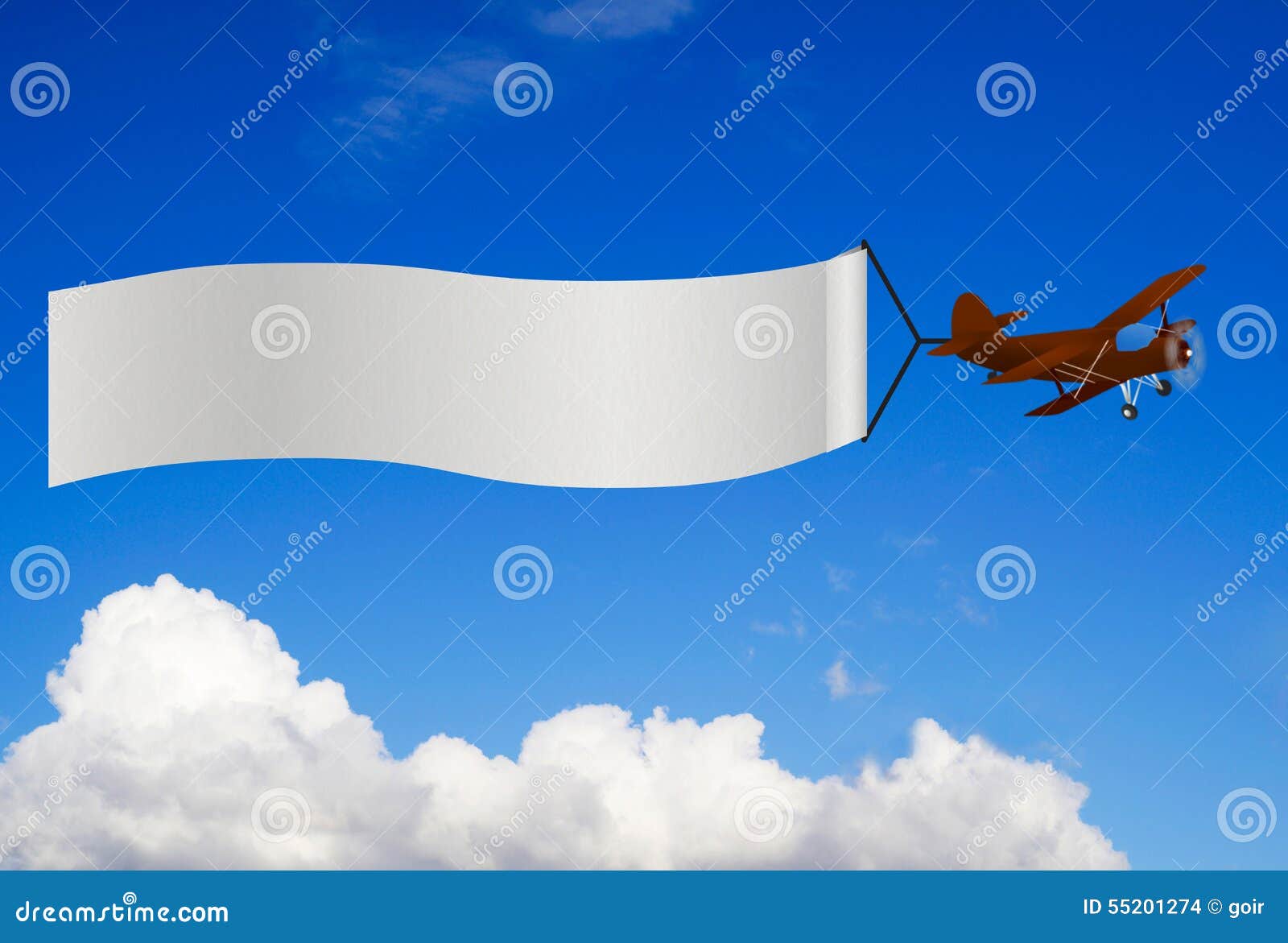 Airplane with banner stock photo. Image of placard, promotion - 55201274