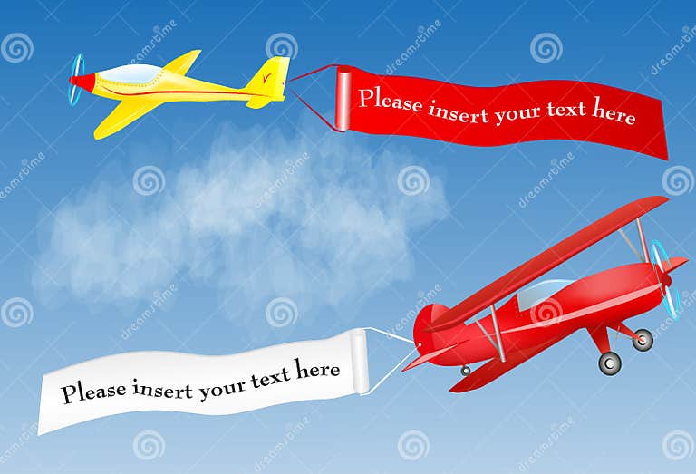 Airplane Banner with Place for Your Text Stock Vector - Illustration of ...