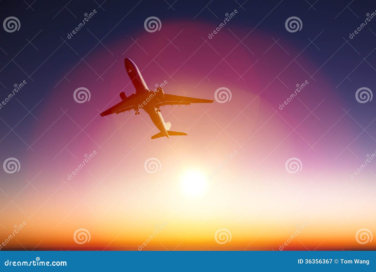Airplane with Beautiful Orange Sunset Background Stock Image - Image of ...