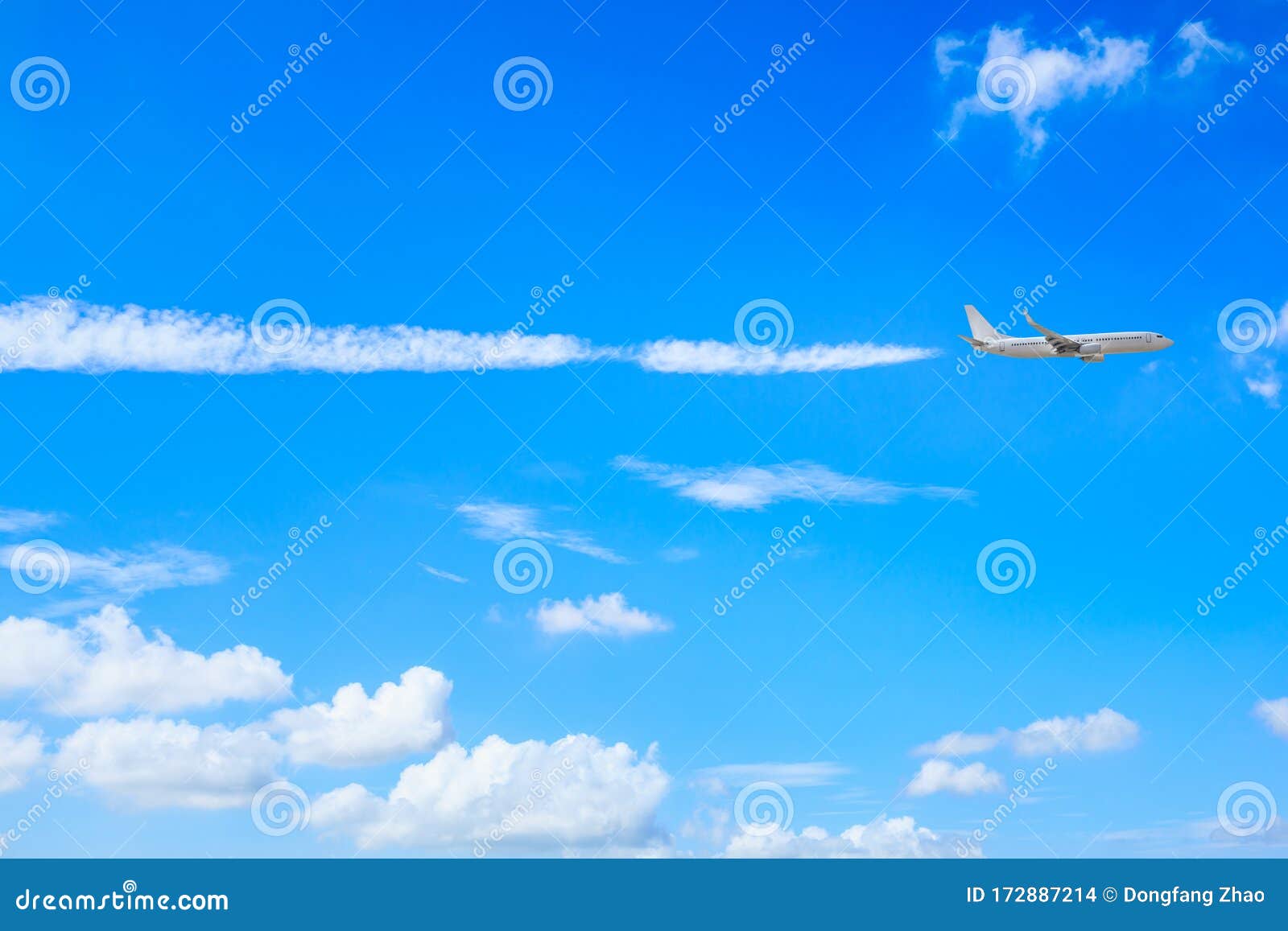 Airplane and Beautiful Sky in Spring Stock Photo - Image of airplane ...