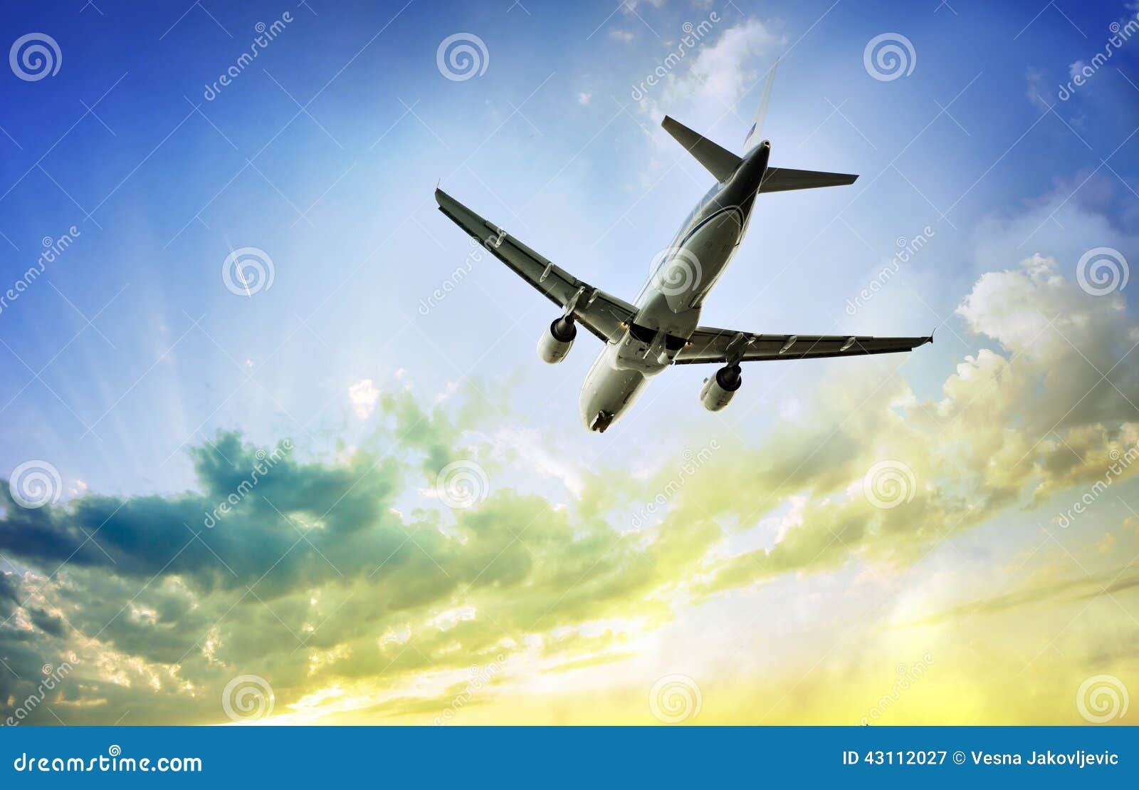 Airplane Dramatic Cloudscape Takeoff Stock Photography | CartoonDealer ...