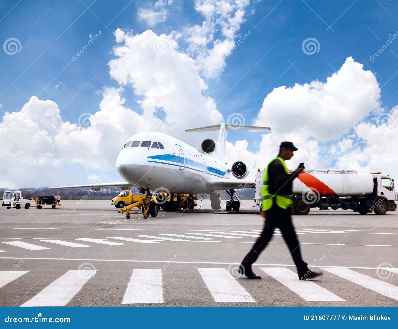 Airplane is being serviced stock image. Image of technical - 21607777