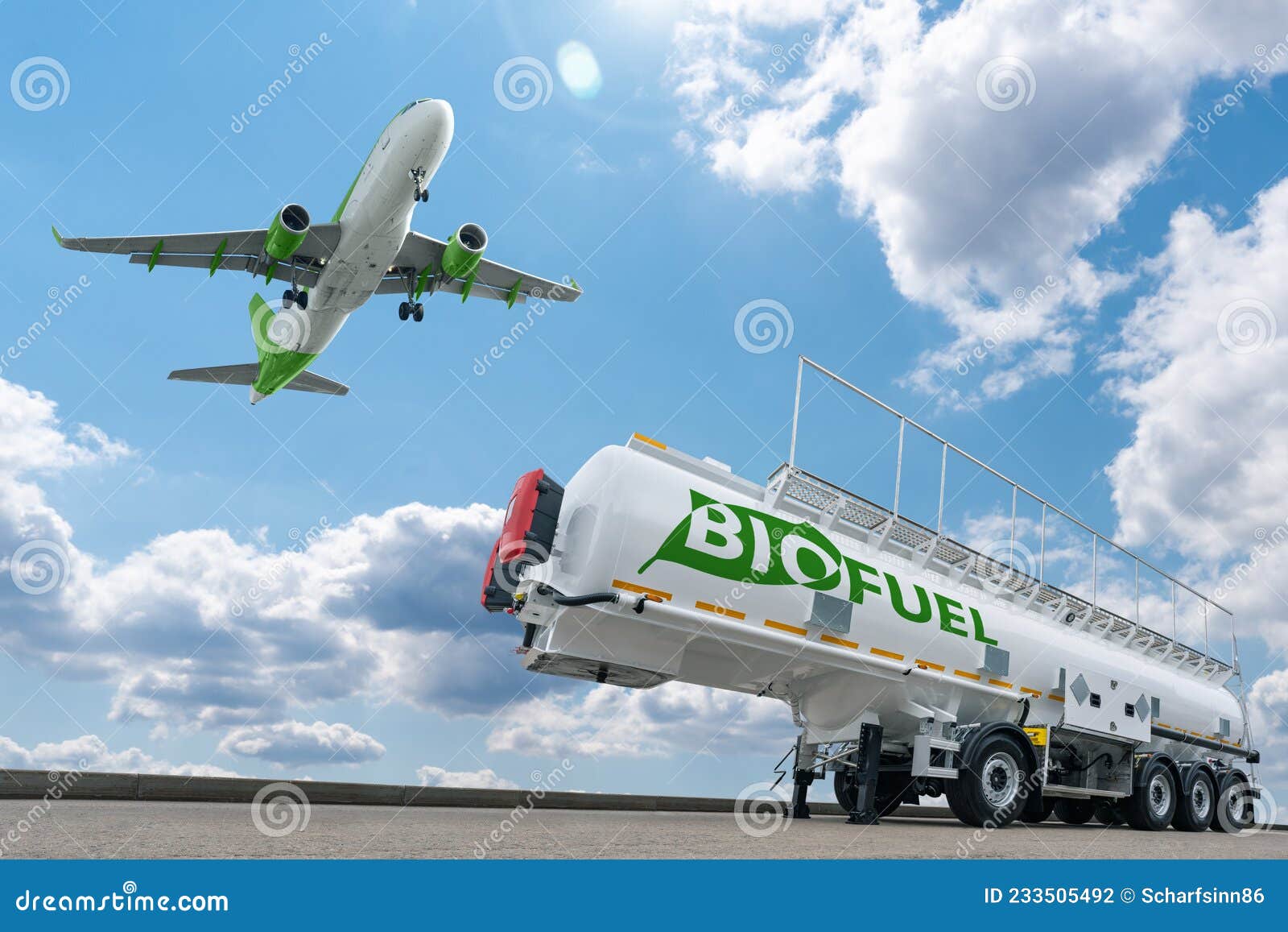Airplane and biofuel tank stock photo. Image of sustainability - 233505492