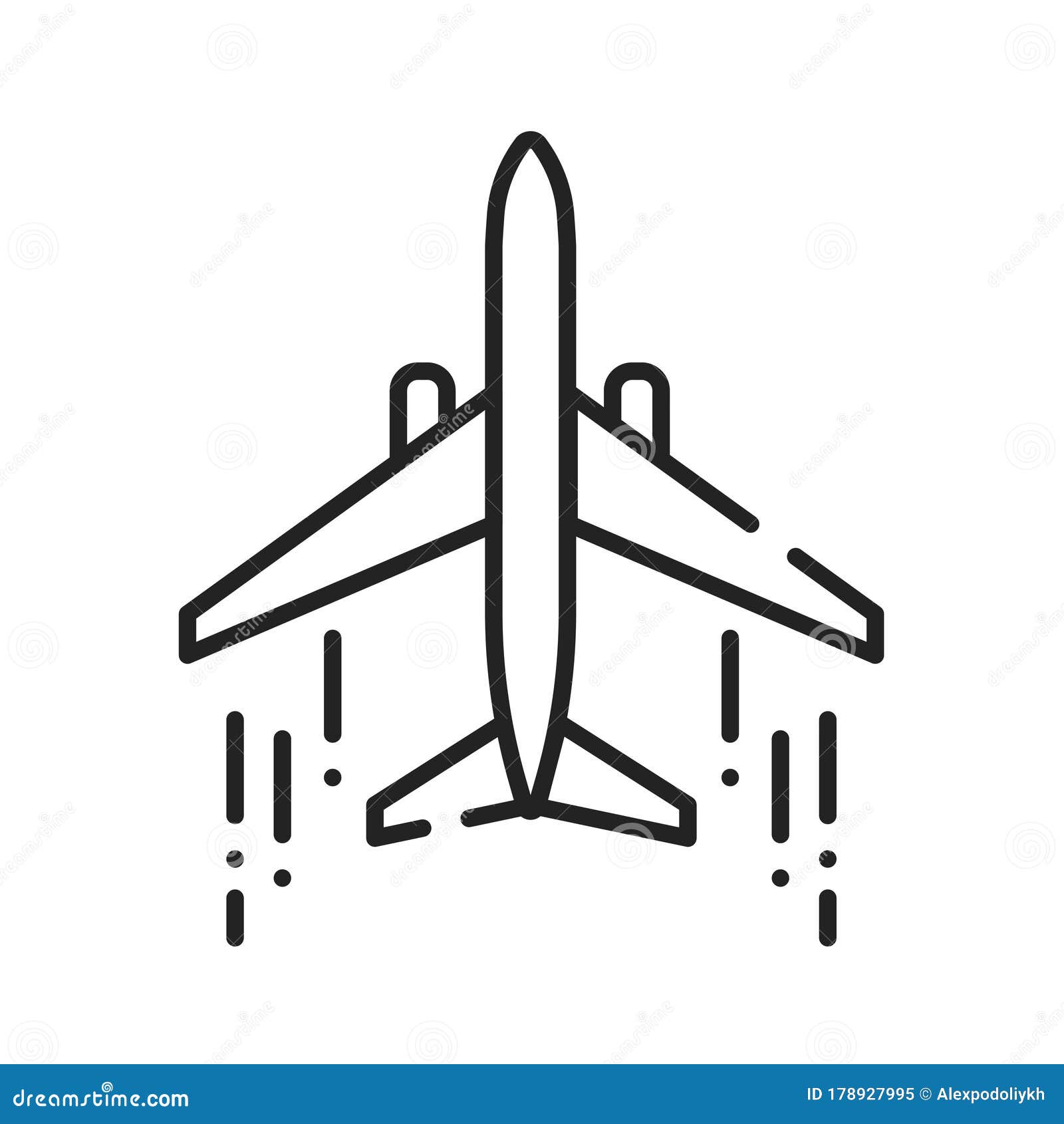 Airplane Black Line Icon. Powered, Fixed-wing Aircraft. Propelled ...