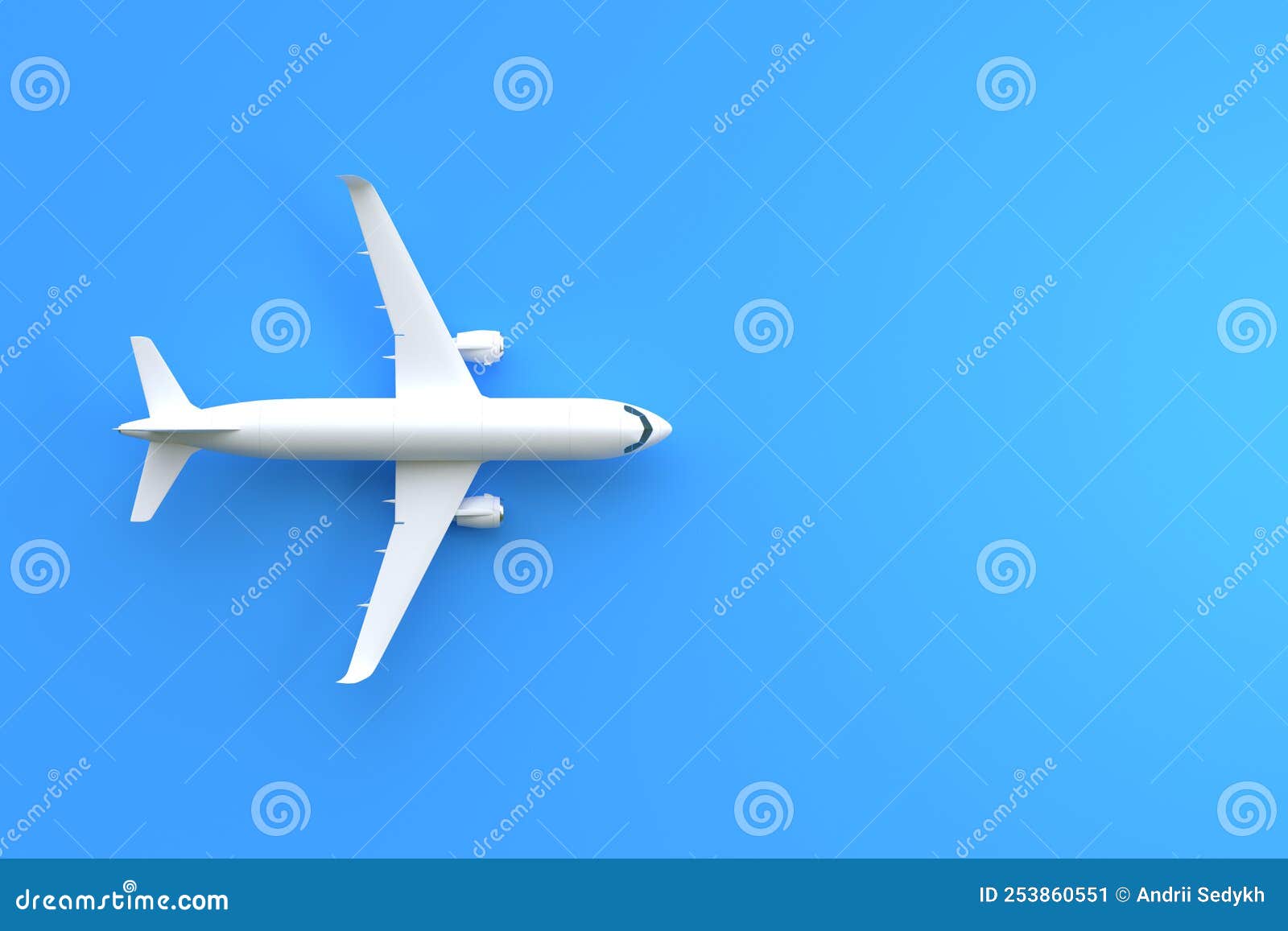 Airplane on a Blue Background with Copy Space Stock Illustration ...