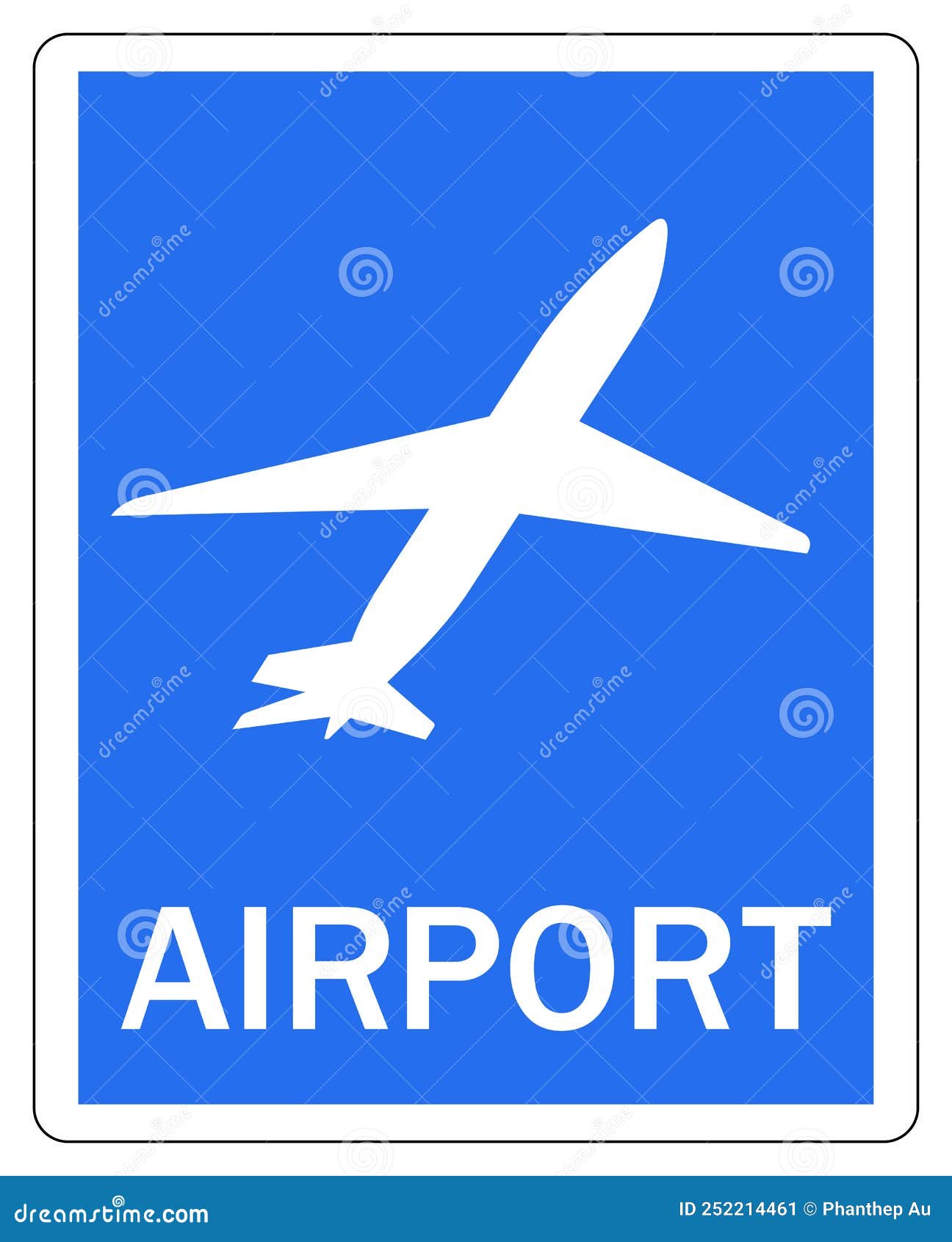 The Airplane on a Blue Road Sign, Vector Stock Vector - Illustration of ...