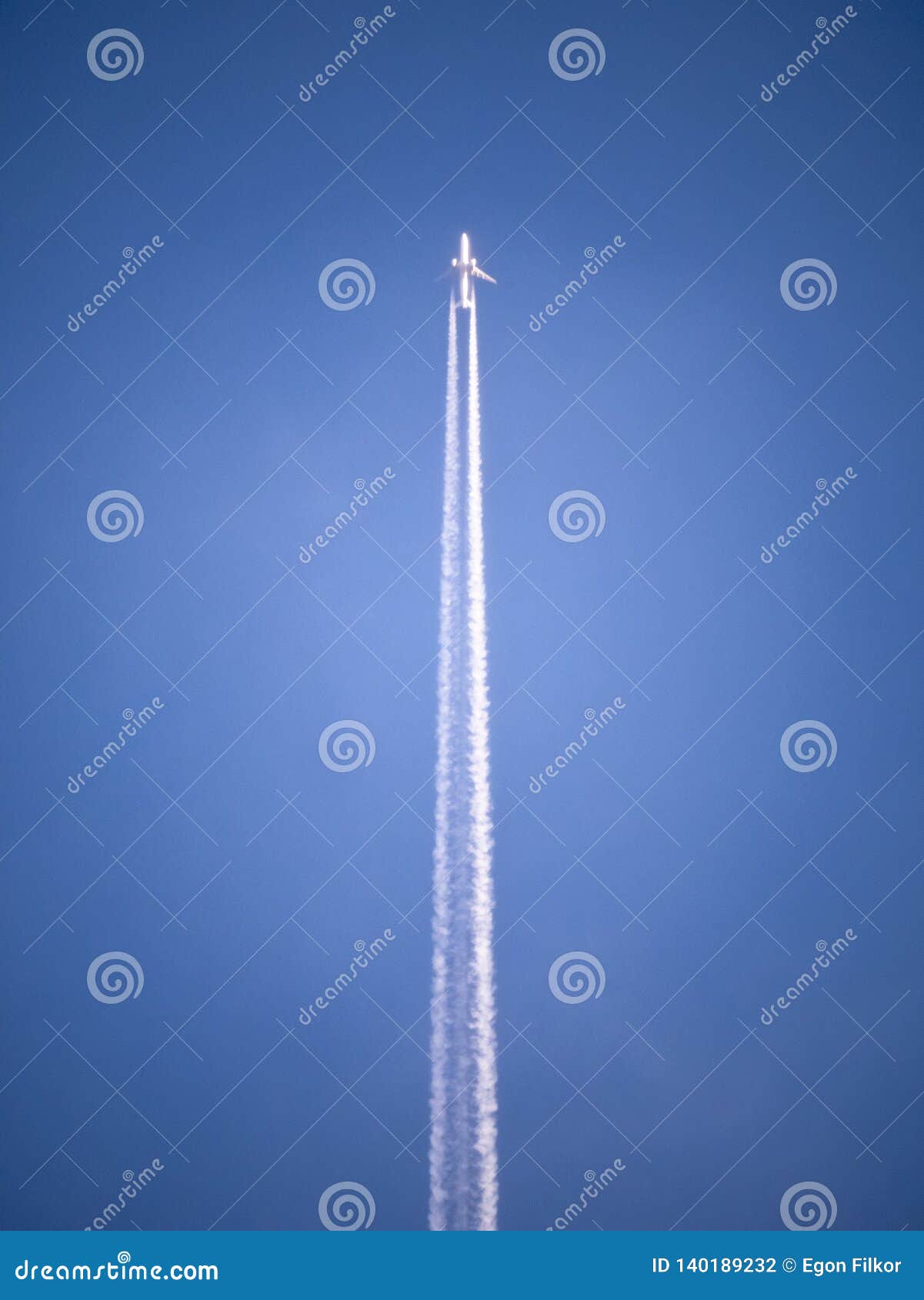 An Airplane at the Blue Sky Stock Photo - Image of straight, plane ...
