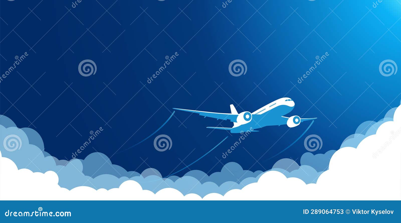 Airplane in blue sky stock illustration. Illustration of space - 289064753