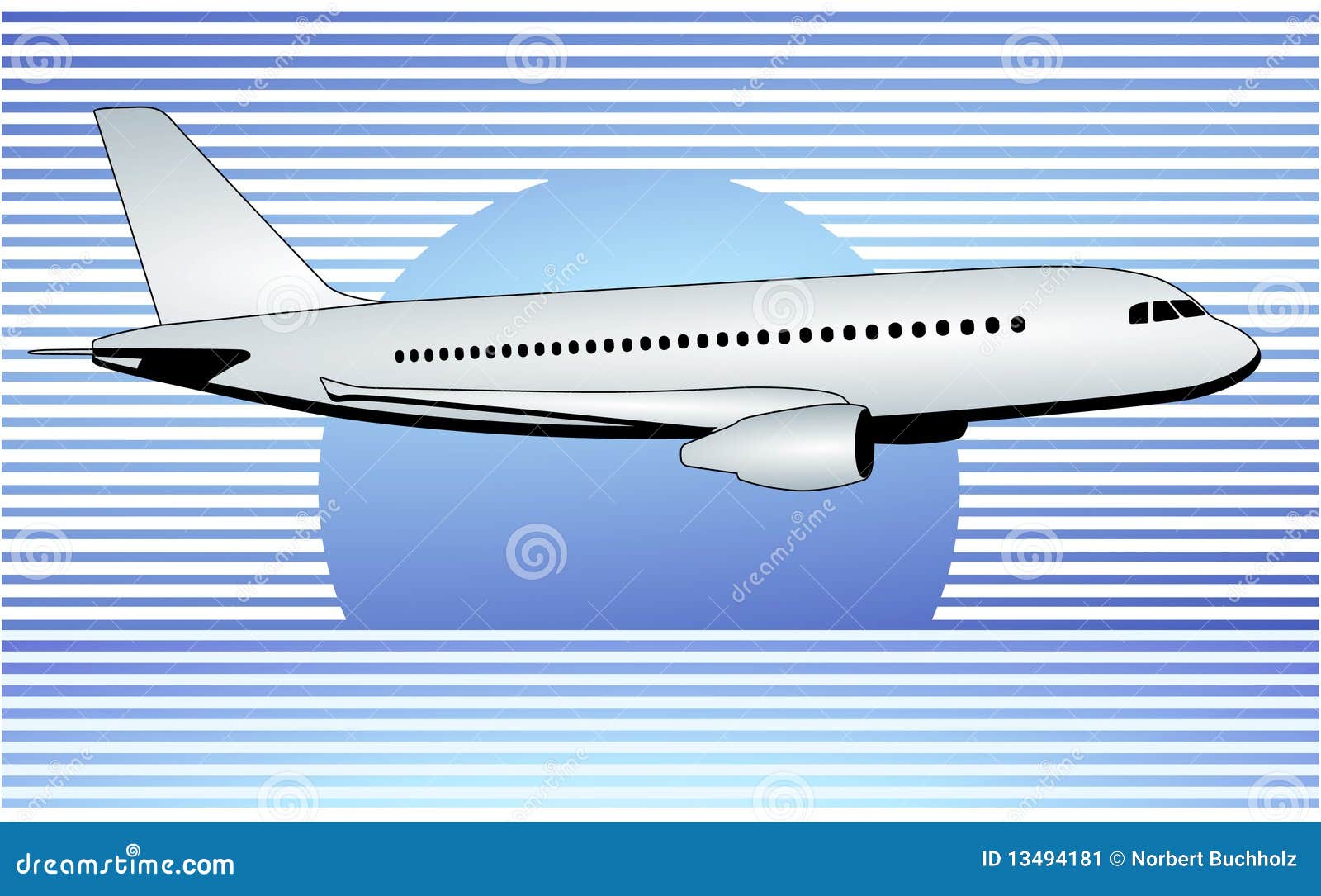 Airplane and blue stripe stock vector. Illustration of vacation - 13494181