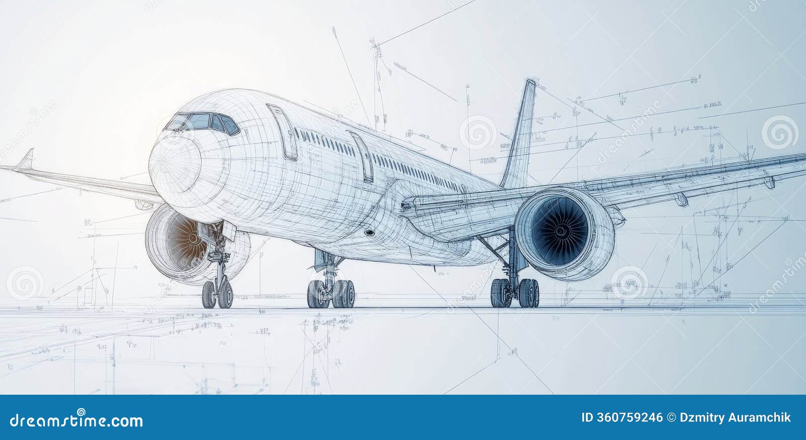 Airplane Blueprint: Comprehensive Engineering Design Drawing Stock ...