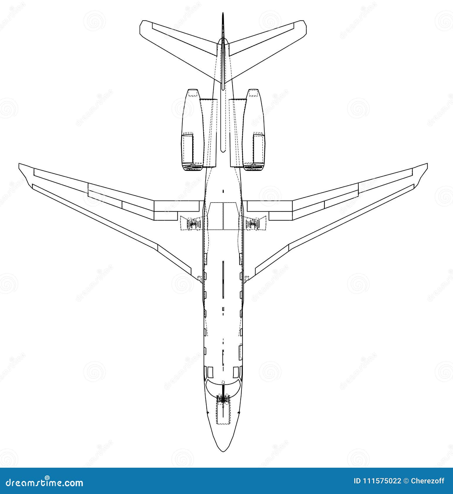 Airplane blueprint. Vector stock vector. Illustration of detail - 111575022