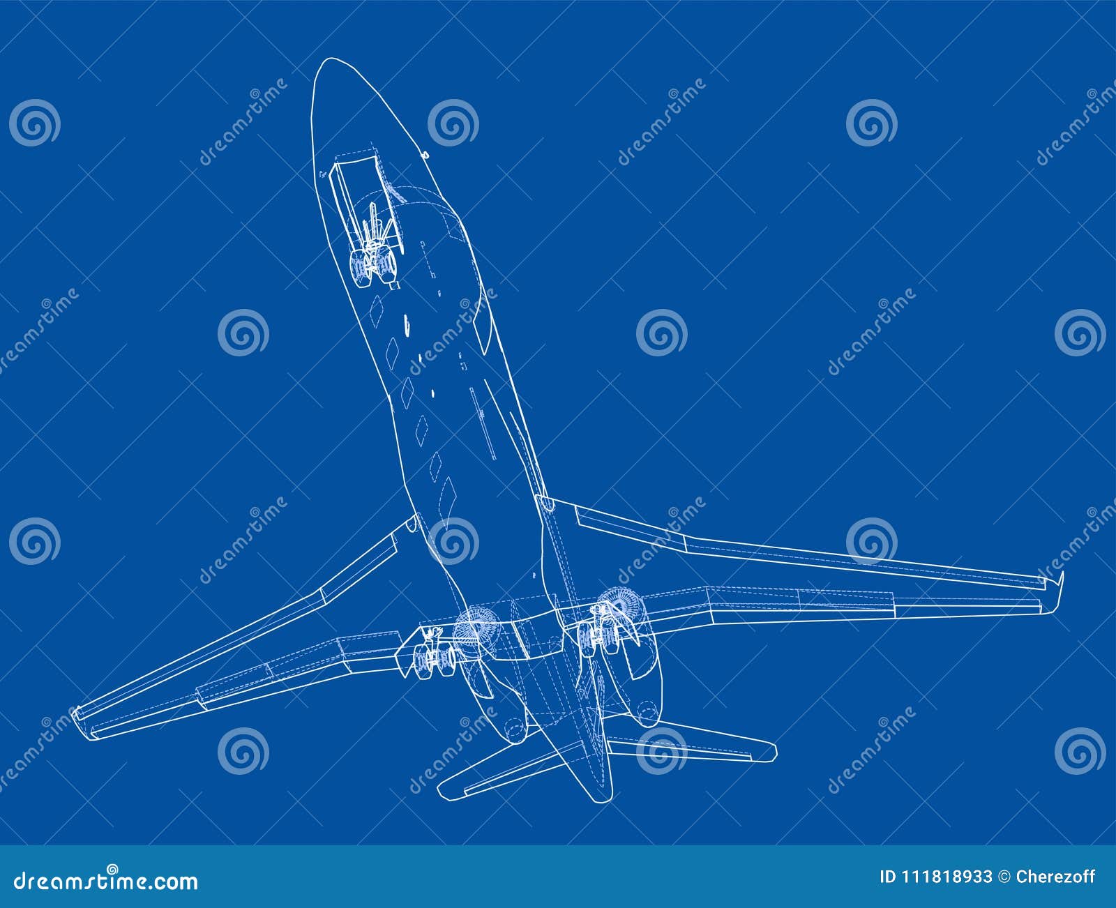 Airplane blueprint. Vector stock vector. Illustration of engine - 111818933