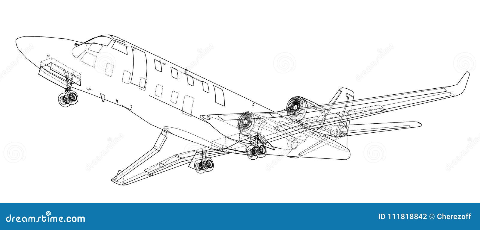 Airplane blueprint. Vector stock vector. Illustration of plane - 111818842