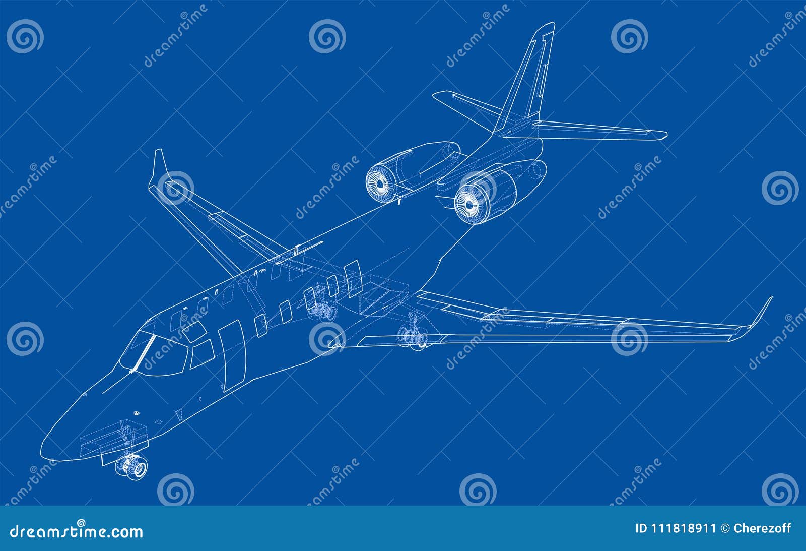 Airplane blueprint. Vector stock vector. Illustration of blueprint ...