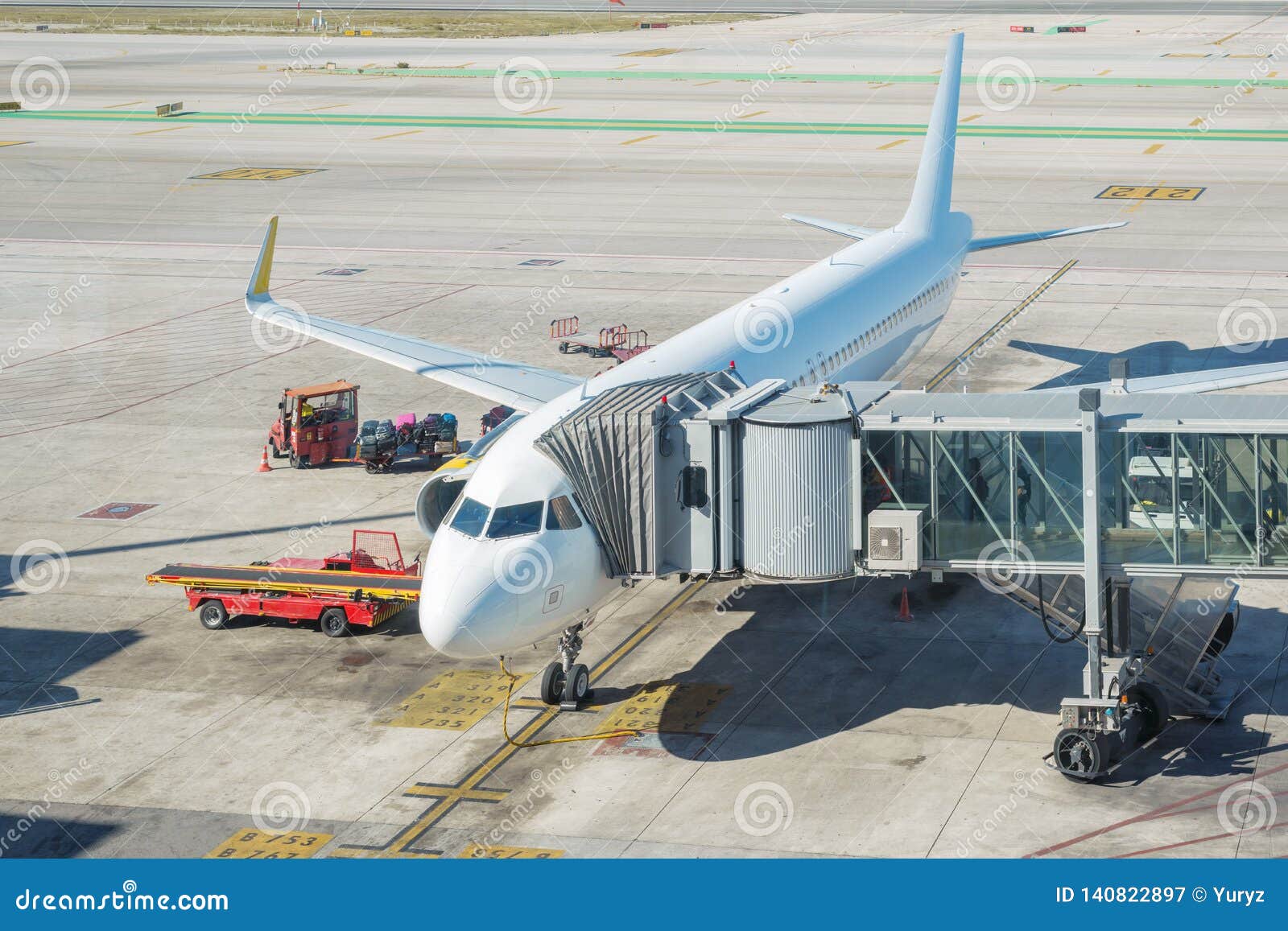 Airplane at boarding gate stock image. Image of gate - 140822897