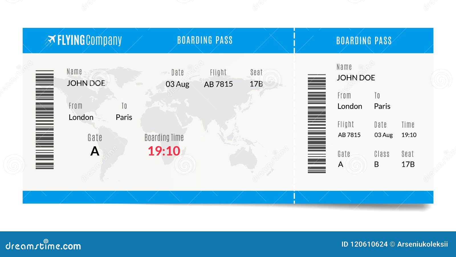 Airplane Boarding Pass Design Plane Travel Ticket Illustration Air