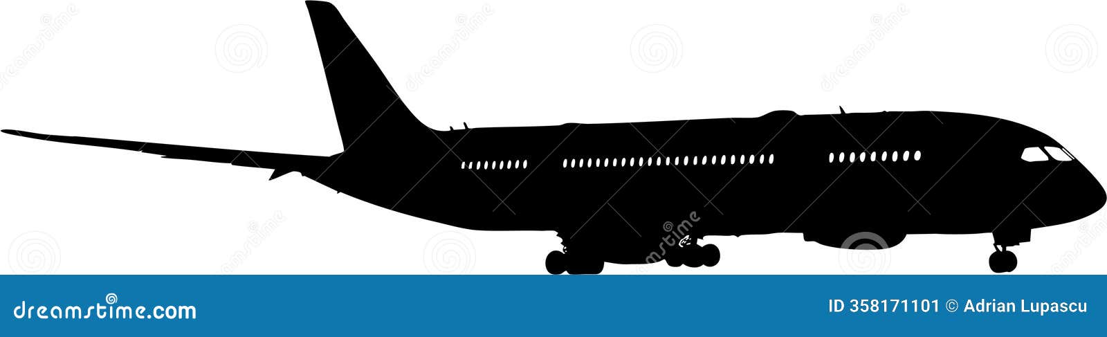 Airplane Boeing 737 Max Silhouette Isolated. Cartoon Vector ...