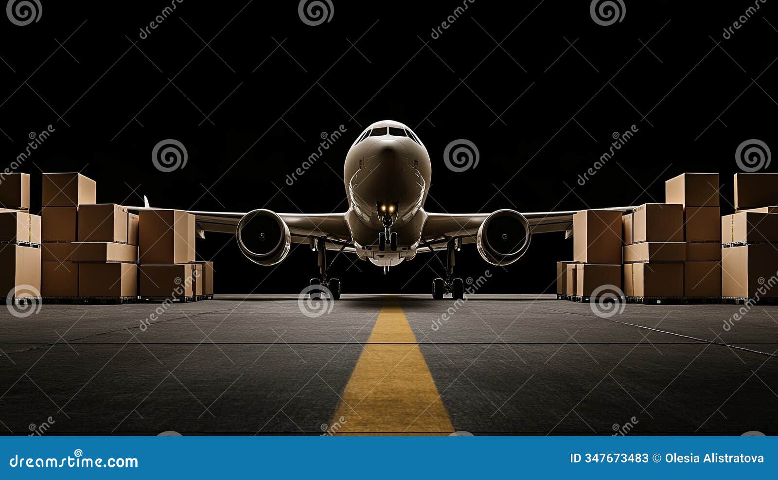Airplane, Boxes, Black Background, Sky, for Posing, Advertising Stock ...