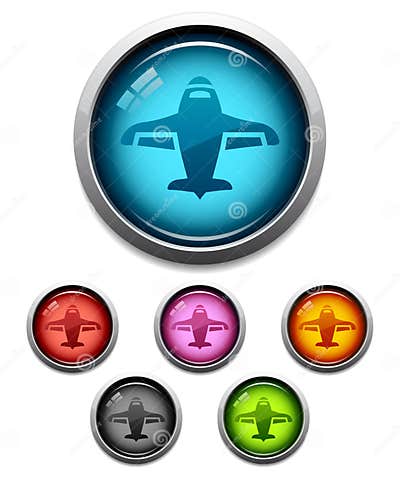 Airplane button icon stock vector. Illustration of ball - 11129006