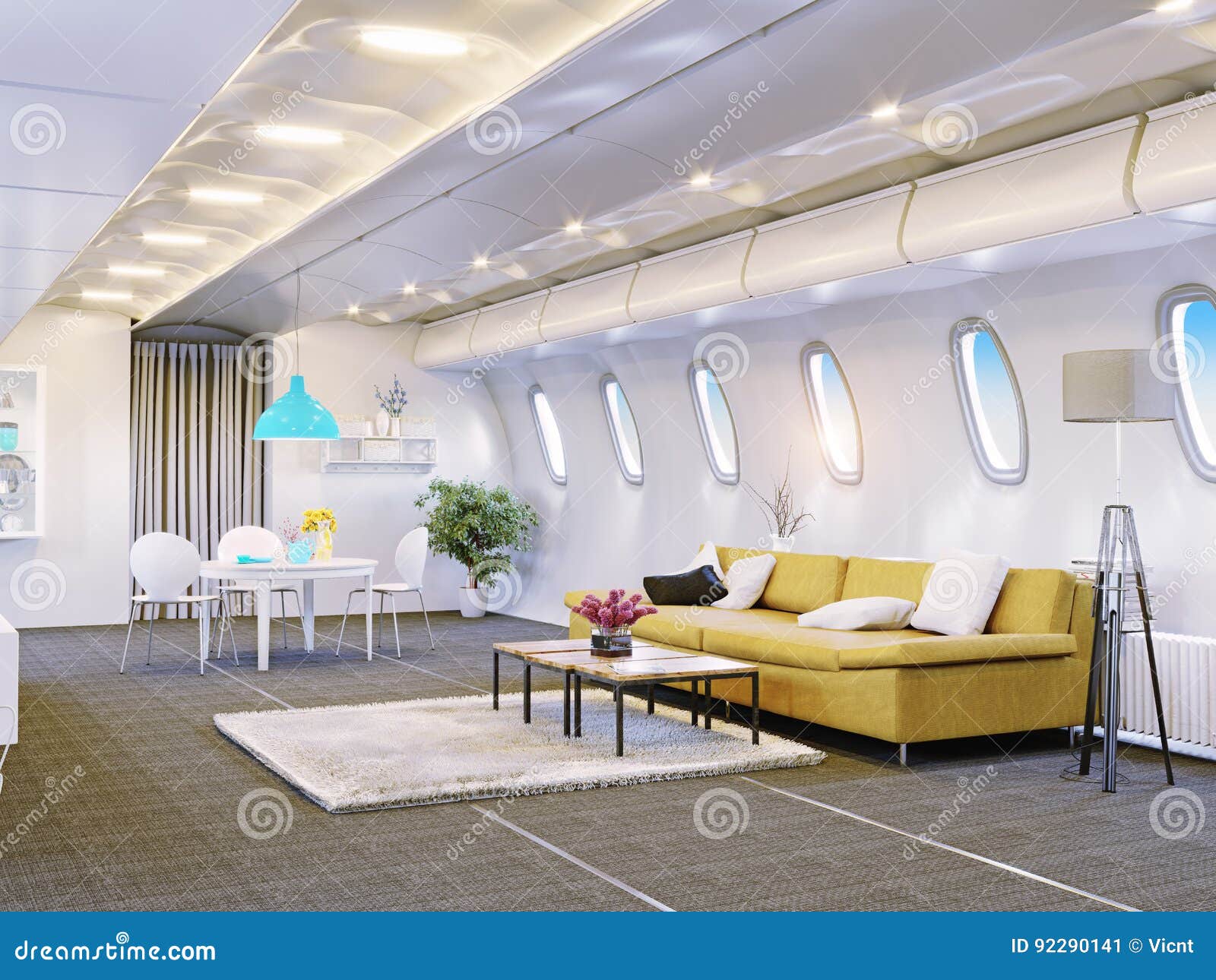 Airplane cabin stock illustration. Illustration of relaxation - 92290141