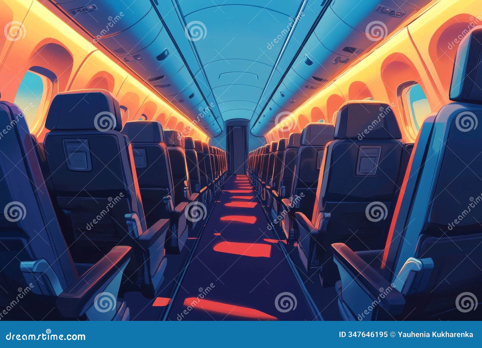 Airplane Cabin Interior Layout Overview Stock Illustration ...