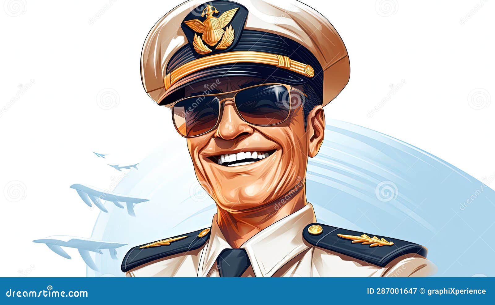 Airplane Captain in Comic stock illustration. Illustration of perfect ...