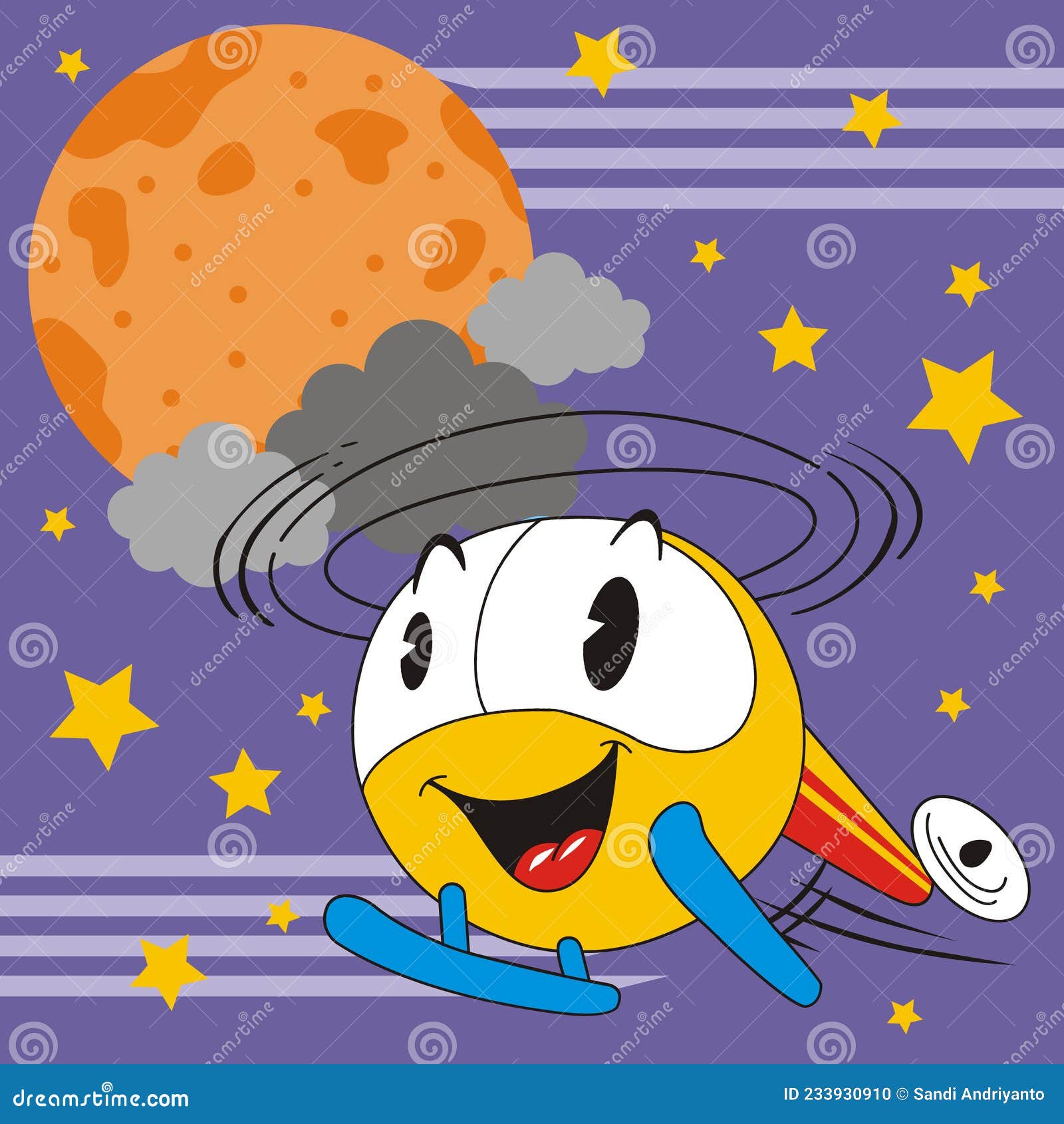 Airplane Cartoon in Flight Vector Illustration - Background Editable ...