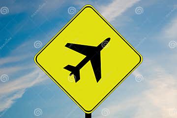 Airplane caution sign stock illustration. Illustration of roadside ...