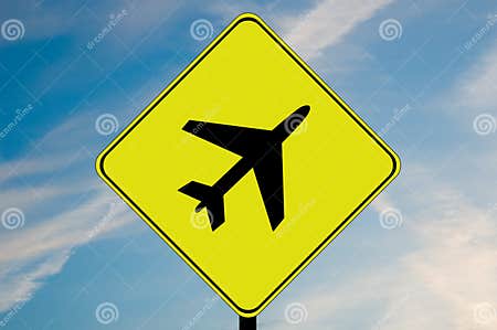 Airplane caution sign stock illustration. Illustration of roadside ...