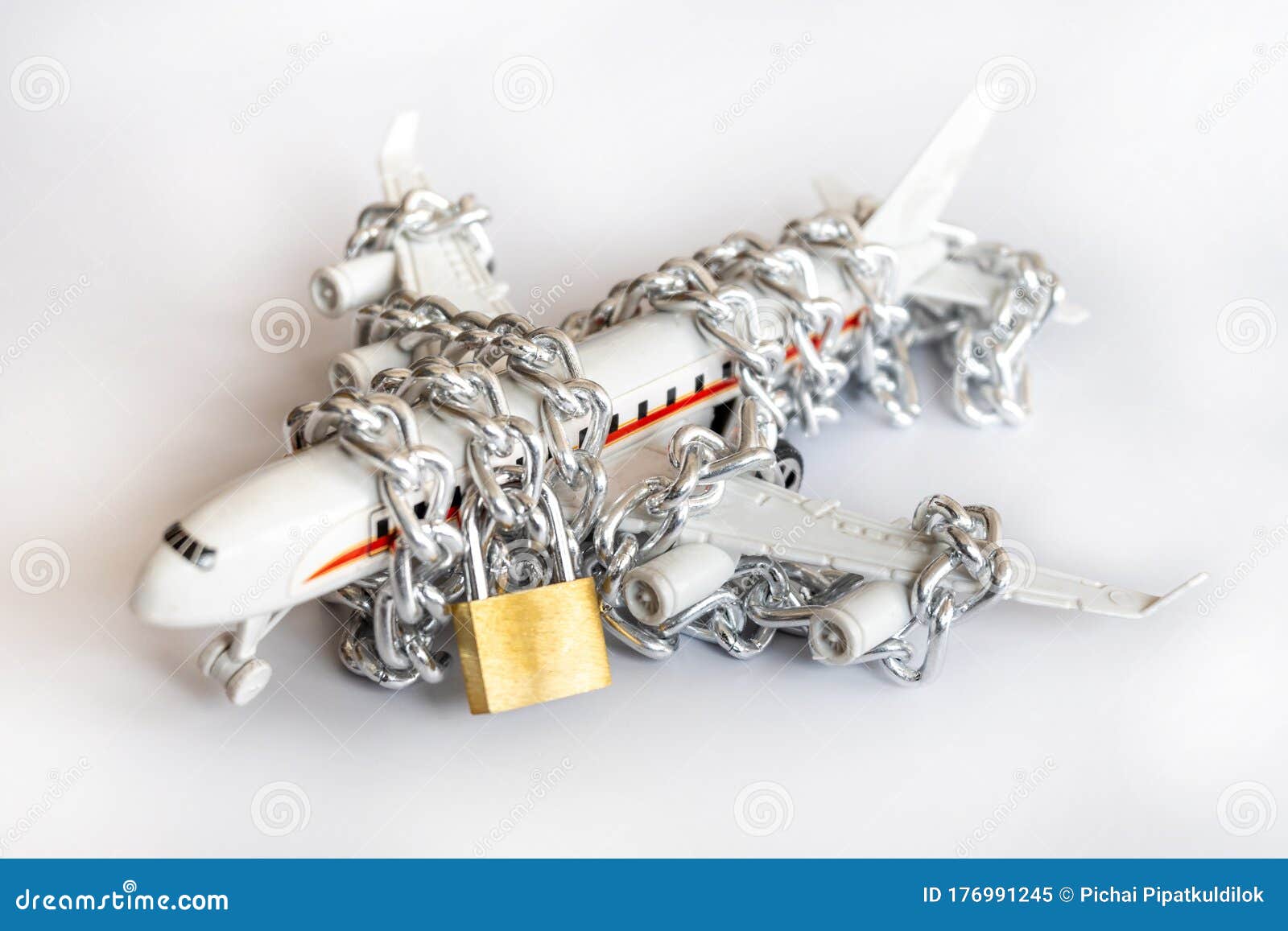 Airplane with Chain and Padlock, Safety Concept Stock Image - Image of ...