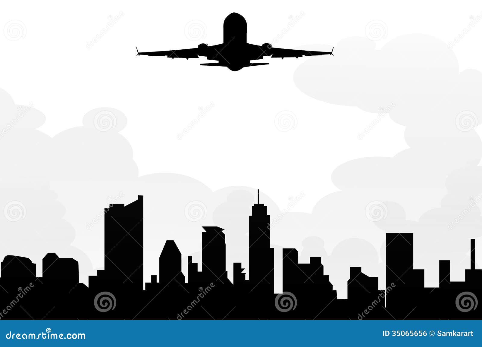 Airplane on city stock vector. Illustration of plane - 35065656