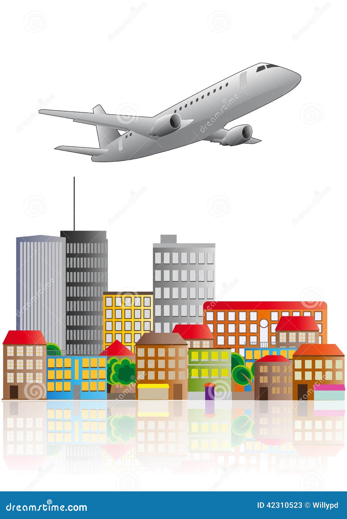 Airplane city stock vector. Illustration of aviation - 42310523