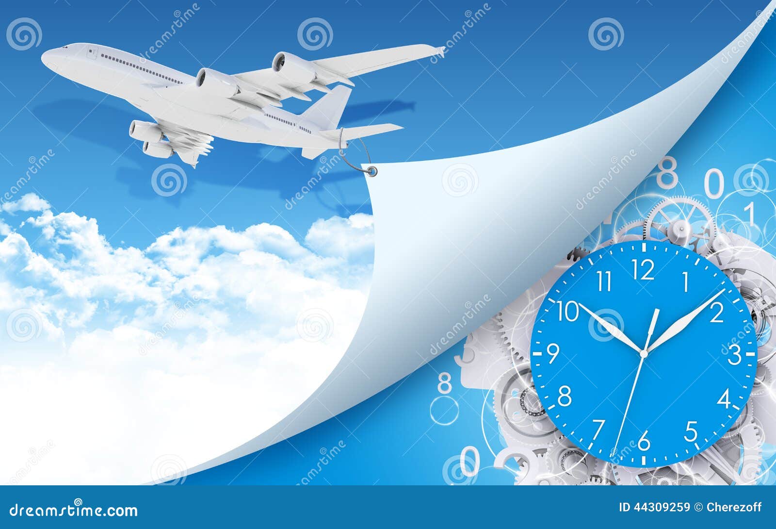 Airplane And Clock Face, Gears With Figures Royalty-Free Stock Photo ...