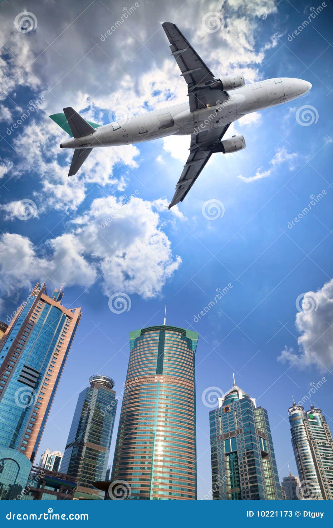 Airplane and cloud stock image. Image of buildings, clouds - 10221173
