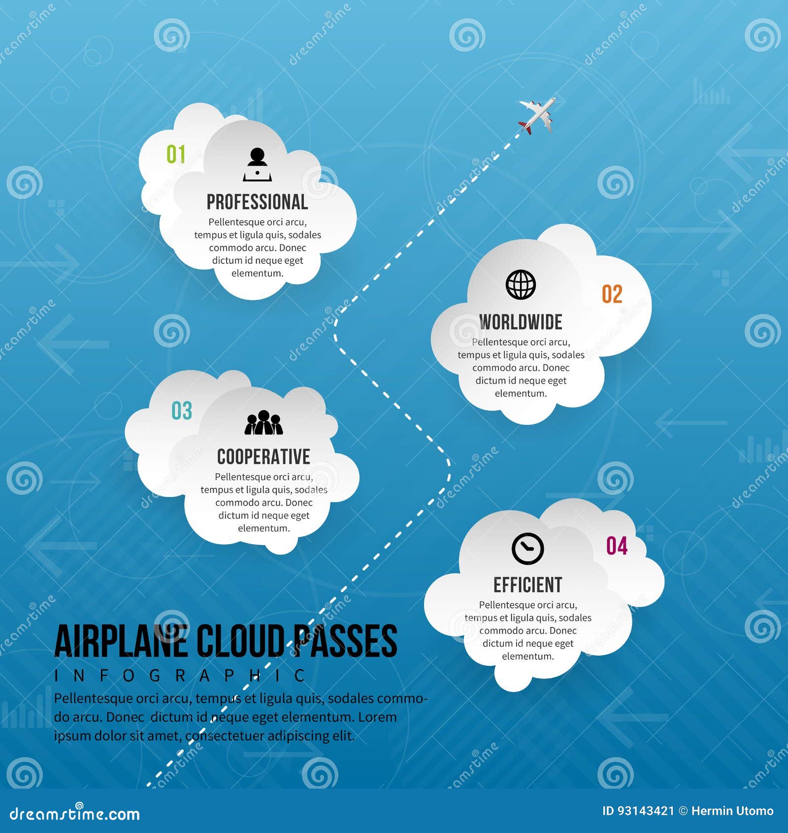 Airplane Cloud Passes Infographic Stock Vector - Illustration of ...